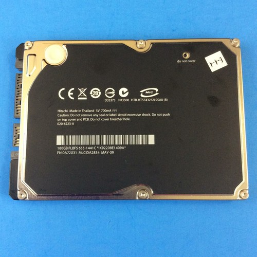 HITACHI Apple HTS543232L9SA0 P/N: 0A72031 MLC: DA2834 655-1441C 160GB ...