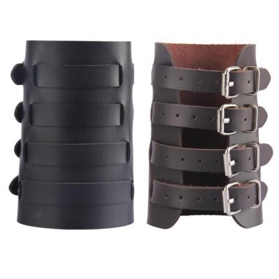 Wide 4 Strap Gauntlet Wristband Adjustable Buckle Fastening Arm Cuff ...