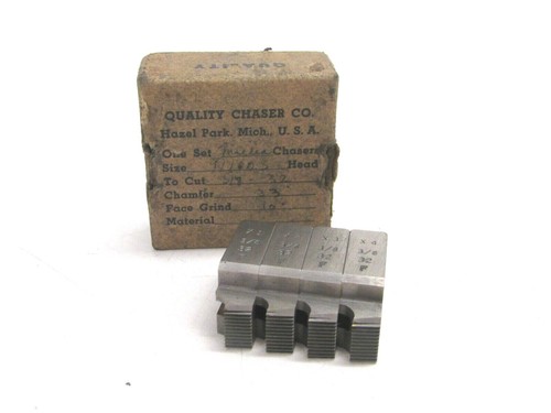 (4) QUALITY CHASER Co. INSERT CHASERS 9/16" DS, 3/8"-32, 10º HOOK 33º ...