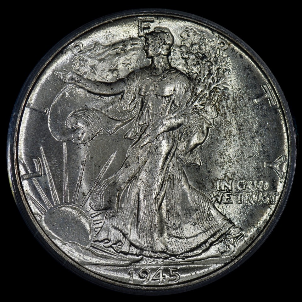 1945 WALKING LIBERTY HALF DOLLAR PCGS MS-63 50C SILVER UNC COIN OGH ...