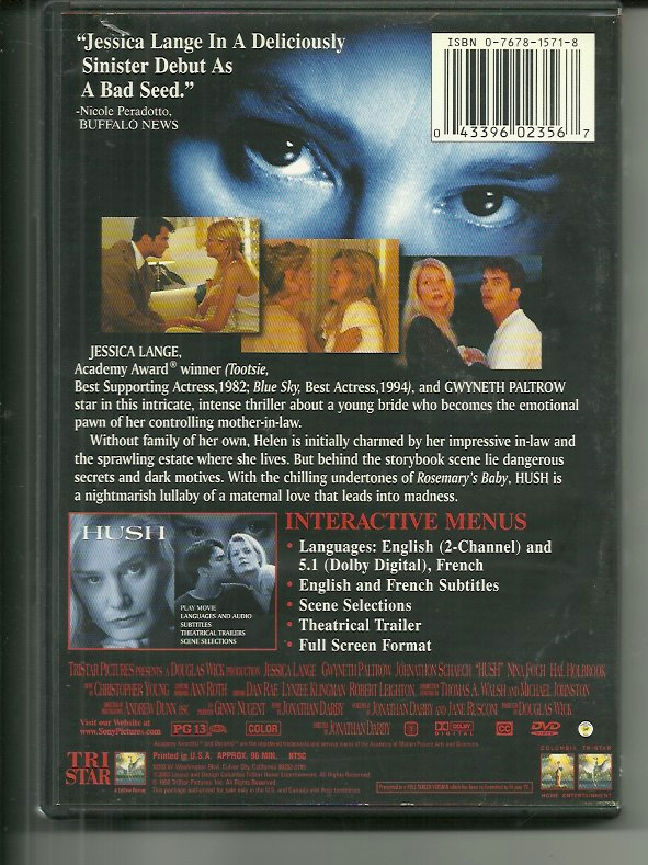 HUSH DVD JESSICA LANGE GWYNETH PALTROW 43396023567 | eBay