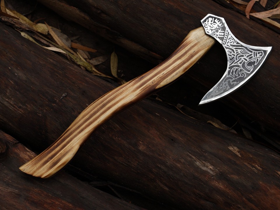 EDC Beautiful Viking Axe carbon steel Blade Camping Tomahawk Axe W/L/S ...