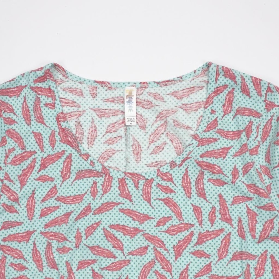 LuLaRoe Perfect T Pullover Tunic Top Short Sleeve Green Pink Leaves ...