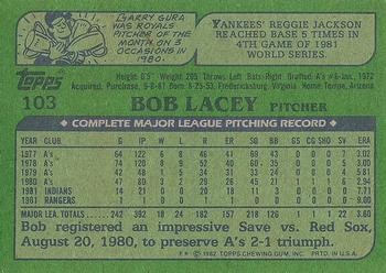 Bob Lacey 1982 Topps 103 Texas Rangers Baseball Card | eBay