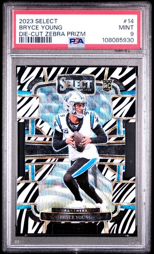 2023 PANINI SELECT DIE-CUT ZEBRA PRIZM #14 BRYCE YOUNG ROOKIE RC PSA 9 ...