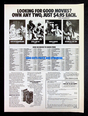 CBS Fox VHS Video Club 1986 Trade Print Magazine Ad Poster ADVERT | eBay