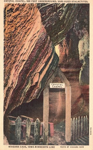 Vintage Postcard Crystal Chapel Underground Stalactites Cave Iowa ...