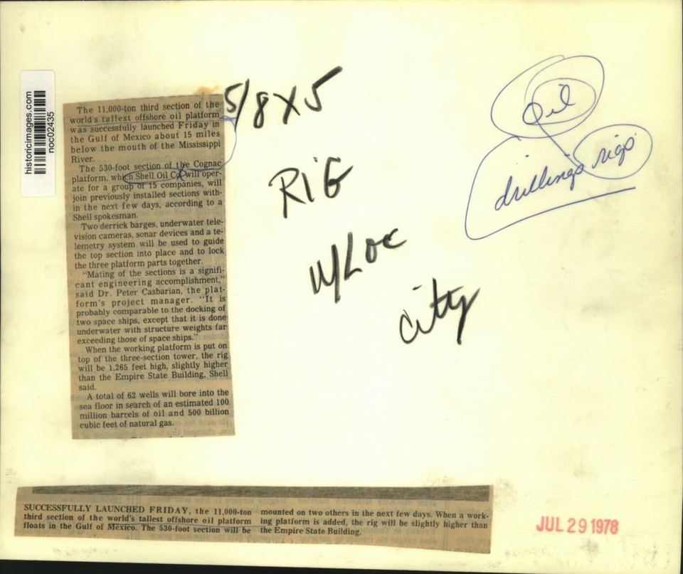 1978 Press Photo Shell Cognac platform- World's tallest offshore oil ...