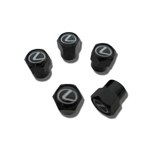 5pc LEXUS Logo Premium ABS Plastic Black Tire Stem Valve Caps Official ...