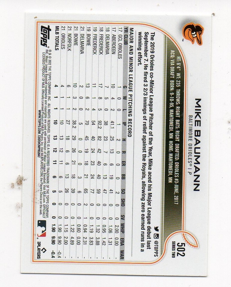 2002 TOPPS #502 P MIKE BAUMANN BALTIMORE ORIOLES | eBay