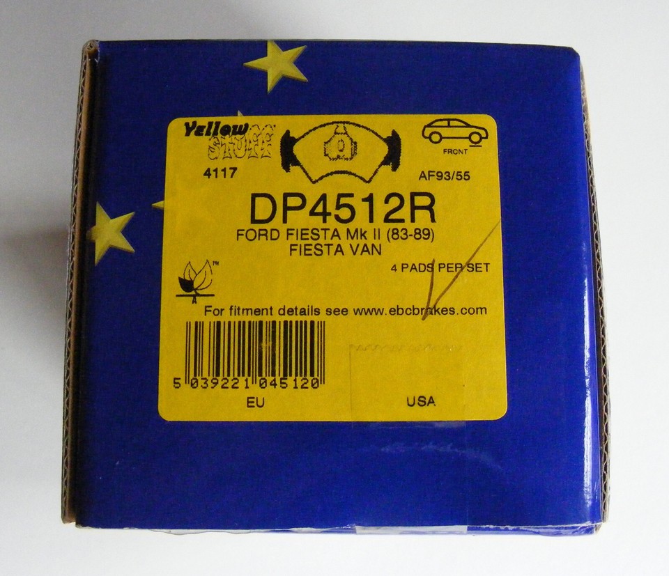 EBC YellowStuff Fast Road Brake Pads - Ford Fiesta Mk2 1.0 1.1 1.3 1.4 ...