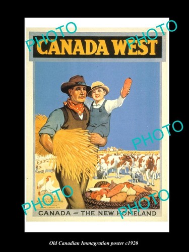 OLD 8x6 HISTORIC PHOTO OF CANADIAN 1920s IMMIGRATION POSTER 'NEW ...