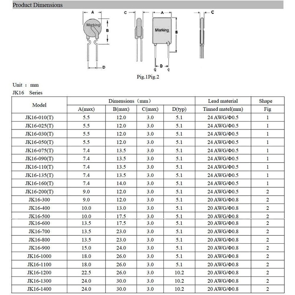 5Pcs New JinKe Polymer PPTC PTC DIP Resettable Fuse 16V 0.5A 500mA JK16 ...
