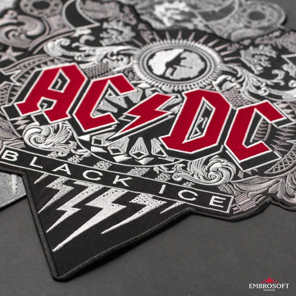 AC/DC Black Ice Music Rock Band Embroidered Back Patch Iron On SIZE: 13 ...