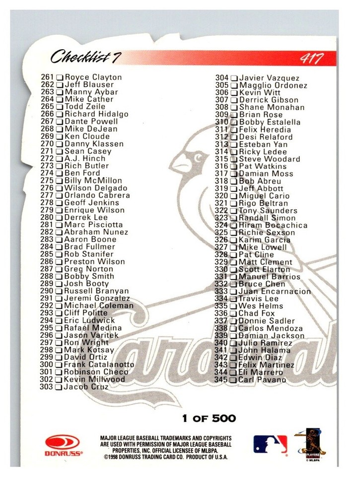 1998 Donruss Press Proofs Gold CL #417 Mark McGwire */500 040-M | eBay