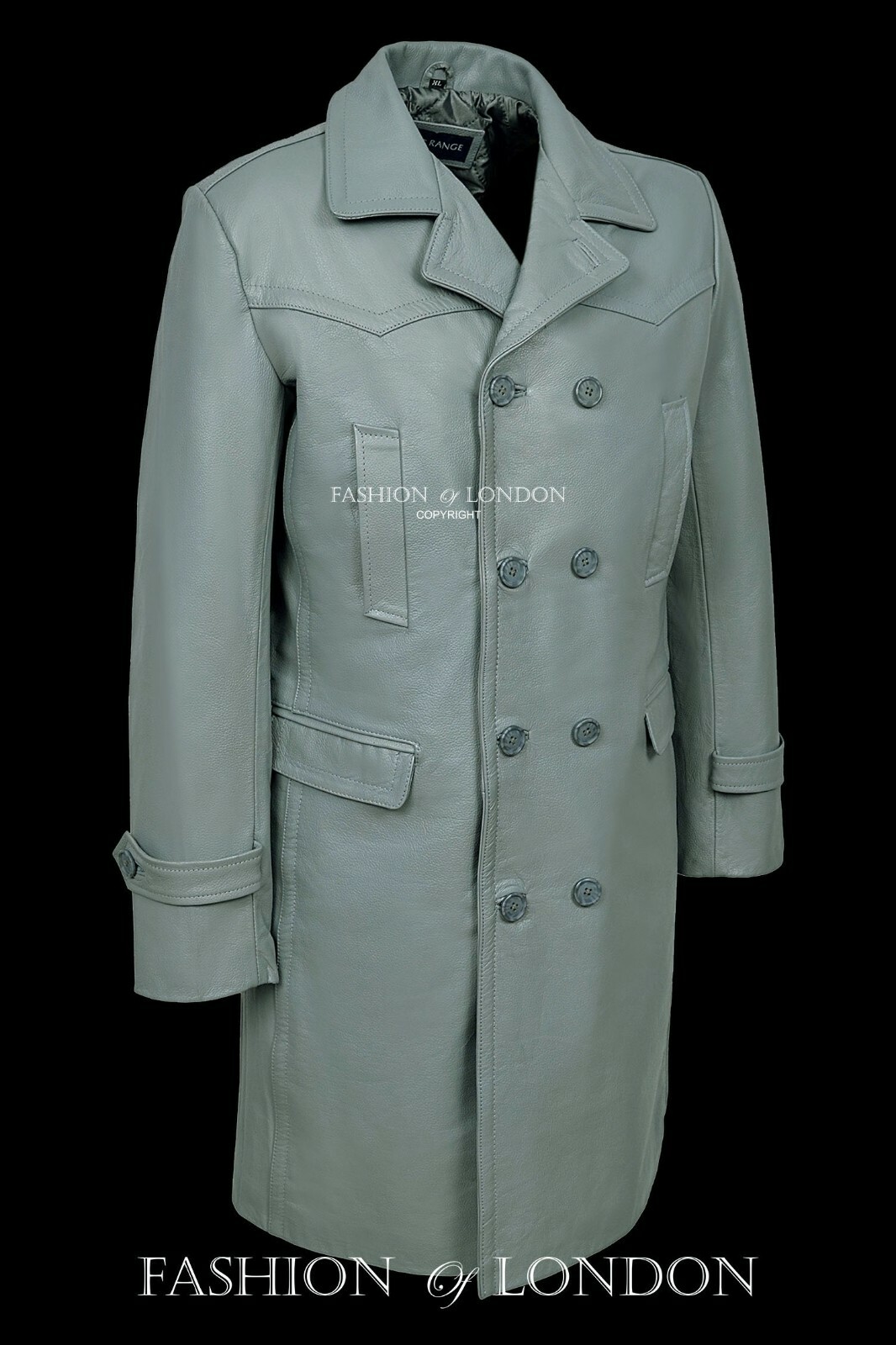 Men's LONG U-BOAT Grey German KRIEGSMARINE Cowhide UBoat Leather Jacket ...