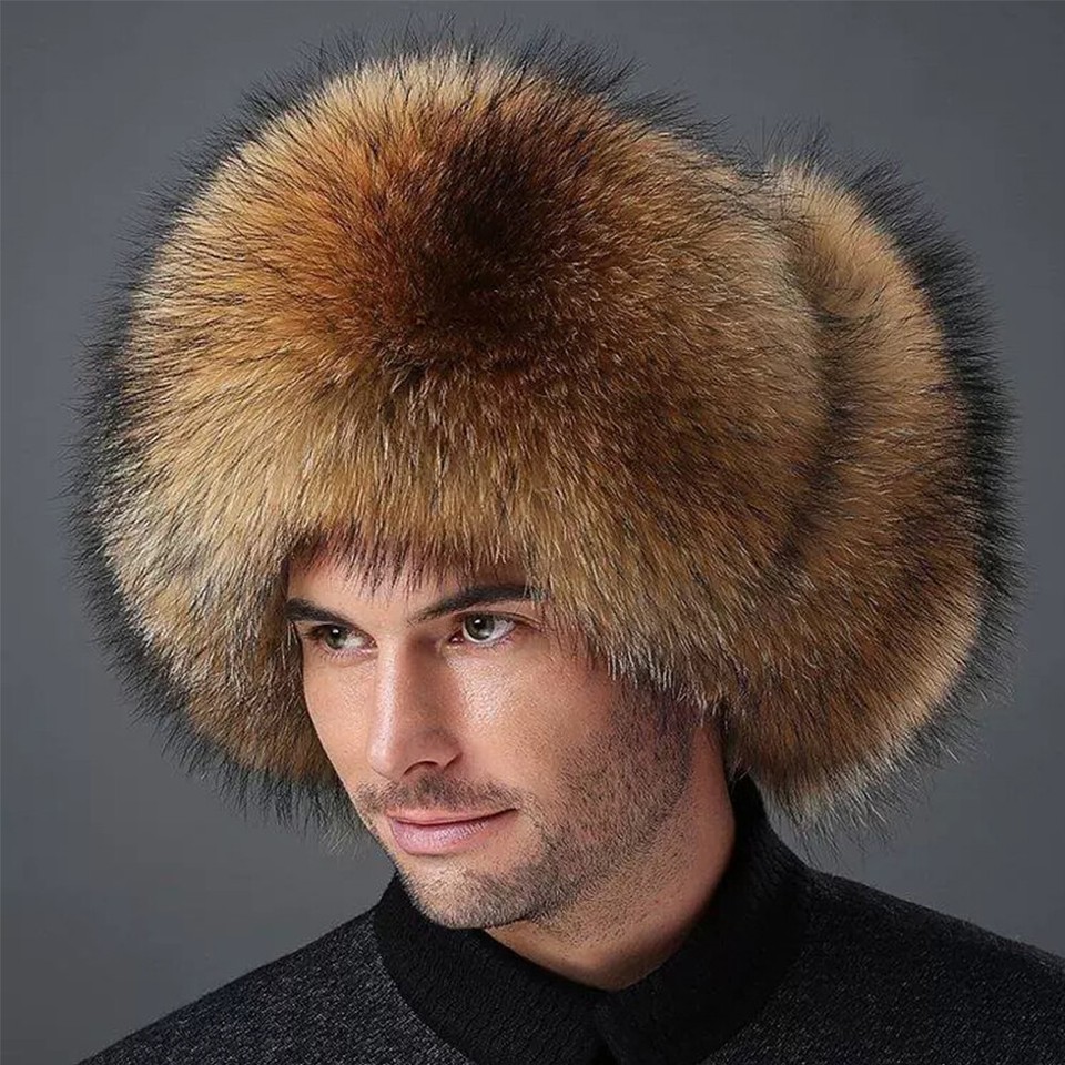 Winter Men Thick Ushanka Snow Cap Faux Fur Warm Thermal Russian Cossack ...