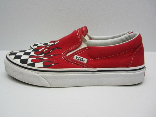 Vans Off The Wall Unisex Skate Shoes Red 500714 Checkered Flames Men's ...