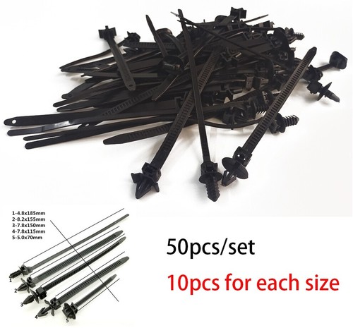 50x Mixed Car Line Cable Ties Zip Tie Clip Wiring Loom Harness Fastener ...