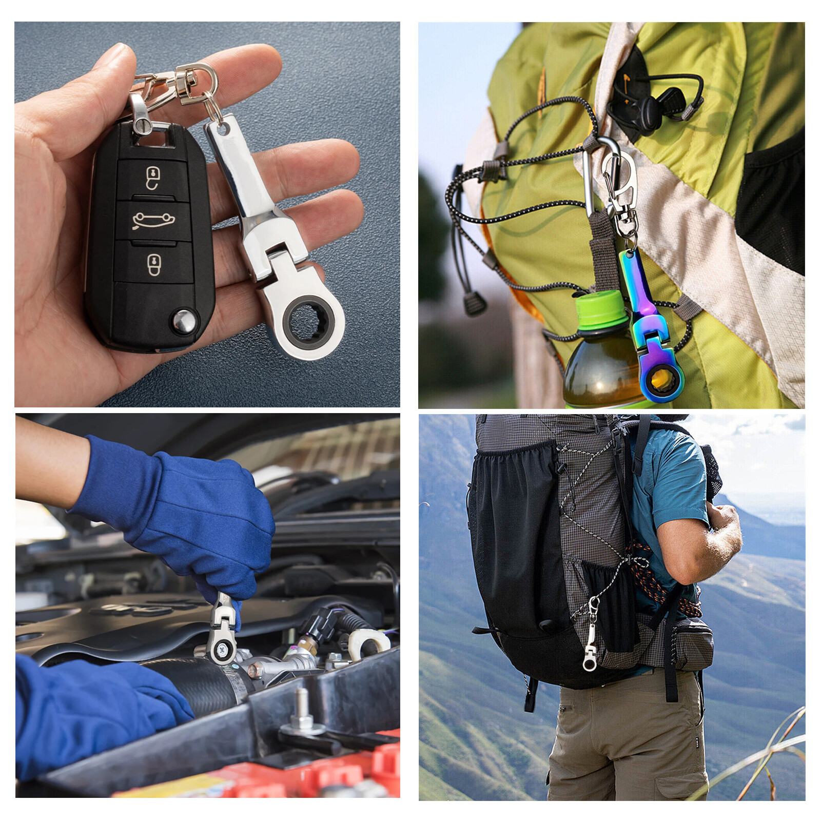 Mini 10mm Ratchet Spanner Portable Wrench Key Ring Key Chain ...