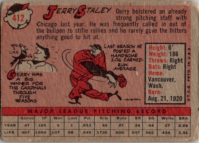1958 Topps Jerry Staley #412 | eBay