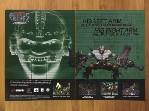 Bio Freaks PS1 N64 1998 Vintage Print Ad/Poster Official Video Game ...