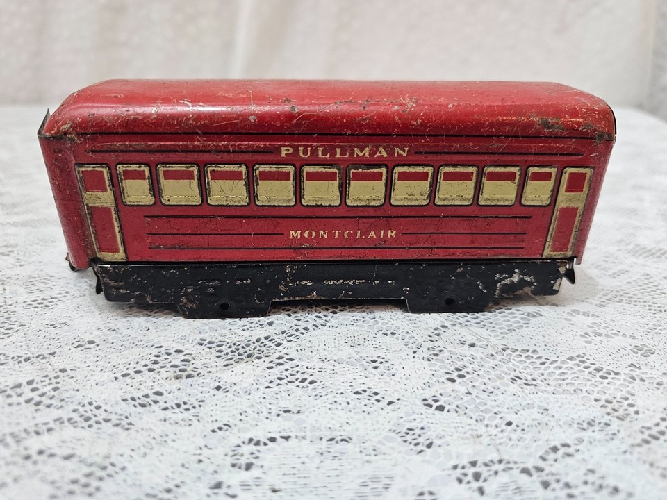 Marx Pullman Montclair Tin Metal Passenger Red Train Car Railroad (NO ...