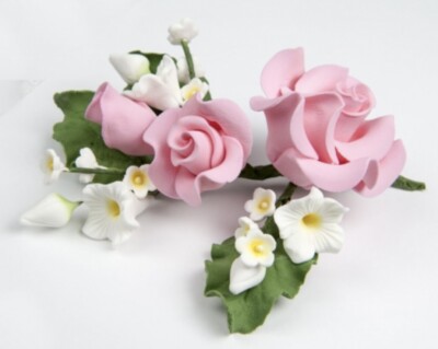 Pink Roses Cake Topper Sugar Flower Decoration Edible Fondant Bouquet ...