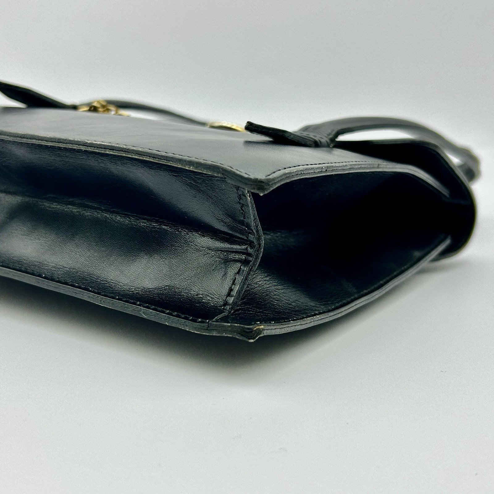 CELINE Black Leather Mini Handbag Chain Lock Gold Hardware Reuse FS ...