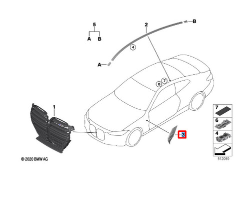 NEW BMW 4 COUPE M G82 LEFT AIR BREATHER GRILLE TRIM 51138074925 8074925 ...