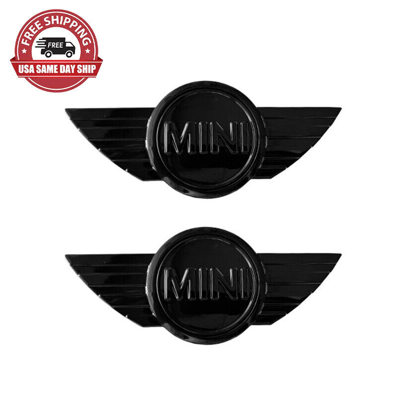Mini Cooper Black Emblem 2 Pcs Bonnet Badge Sticker JCW R53 R55 R56 R57 ...