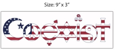 COEXIST Sticker US FLAG Peace Hippie Jewish Christian Window Bumper 9”x ...