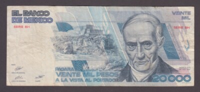 MEXICO P.91b-4179 20000 20,000 20.000 PESOS 24.2.1987 SERIE BH VF 2311 ...