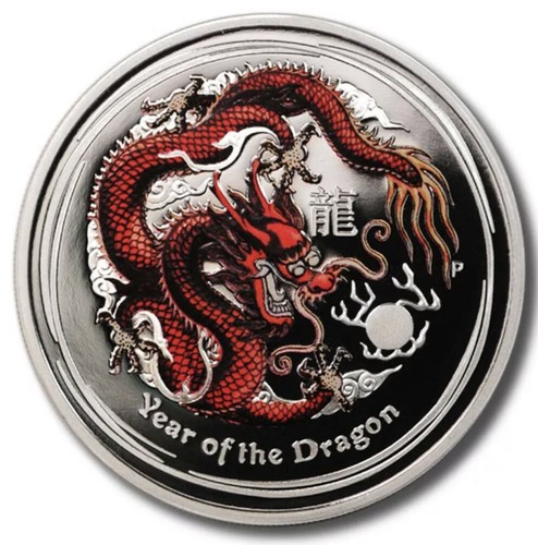 2012 Australia Year Of The Dragon Proof Colorized 1 Oz Silver Coin ...