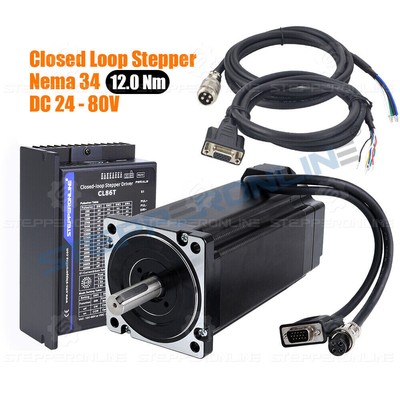 1Axis Nema34 Closed Loop 6A 12Nm 1700oz Φ14mm 6A & Servo Treiber CL86T ...