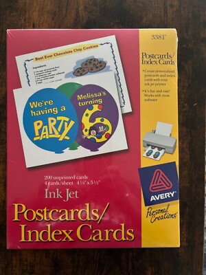 Avery 3381 200 Ct. Cards Postcards Index Cards Inkjet Invitations ...