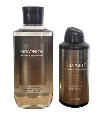 2 x Bath & Body Works GRAPHITE Set Men's Deodorizing Body Spray & Body ...