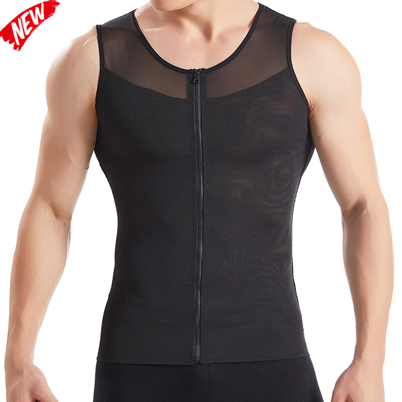 Mens Body Shaper Belly Chest Compression Shirt Slimming Tank Top Abs ...