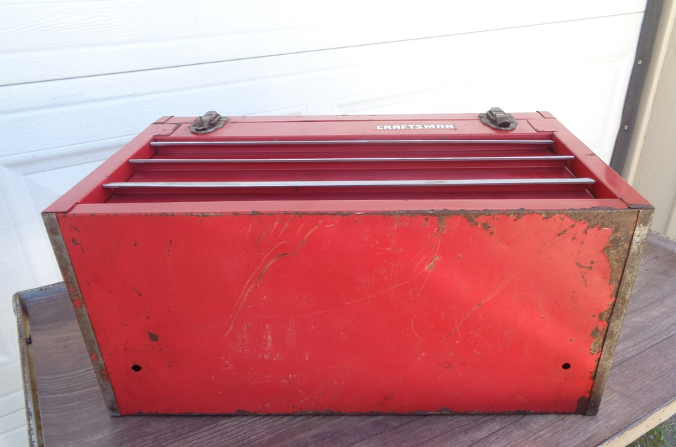 Vintage CRAFTSMAN Metal Tool Box 3 Drawers Mechanics Toolbox w/ Tray 18 ...