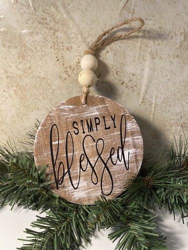 Handmade Circle Plaque With Beaded Hanger Sign Simply Blessed Wall ...