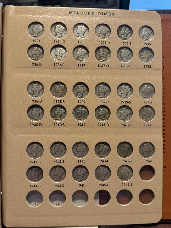 1916-1945 Complete Mercury Dime Set, 77 Coins, most High Grade! With ...