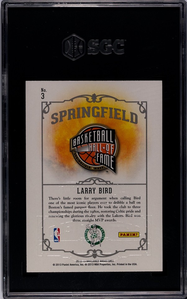 2012-13 Brilliance Larry Bird Springfield Hall of Fame #3 Celtics SGC 9 ...
