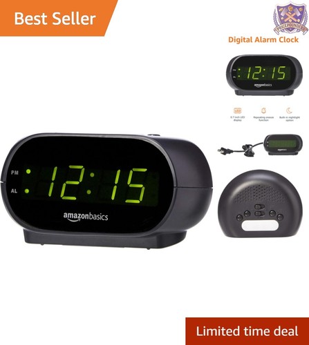 Modern Oval Alarm Clock with Green LED Display and Battery Backup ...