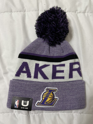 NBA LA Lakers Ultra Game Pom Cuffed Winter Beanie Cap Purple Knit Hat ...