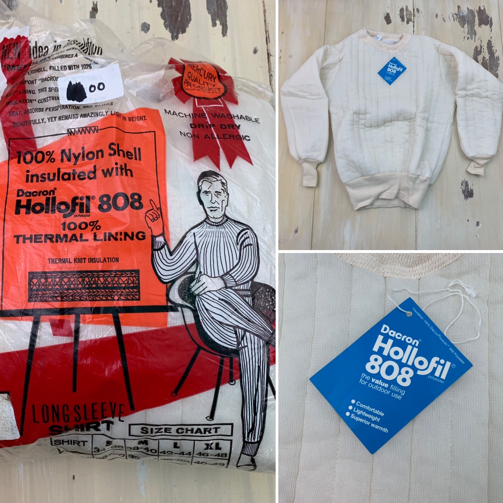 HOLLOFIL - NEW Vtg 60s-70s White Thermal Insulated Sh… - Gem