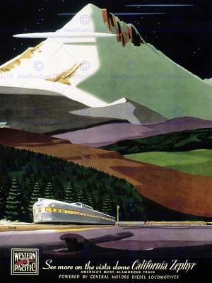 Travel Tourism California Zephyr Train Mountain Usa Poster Art Print ...