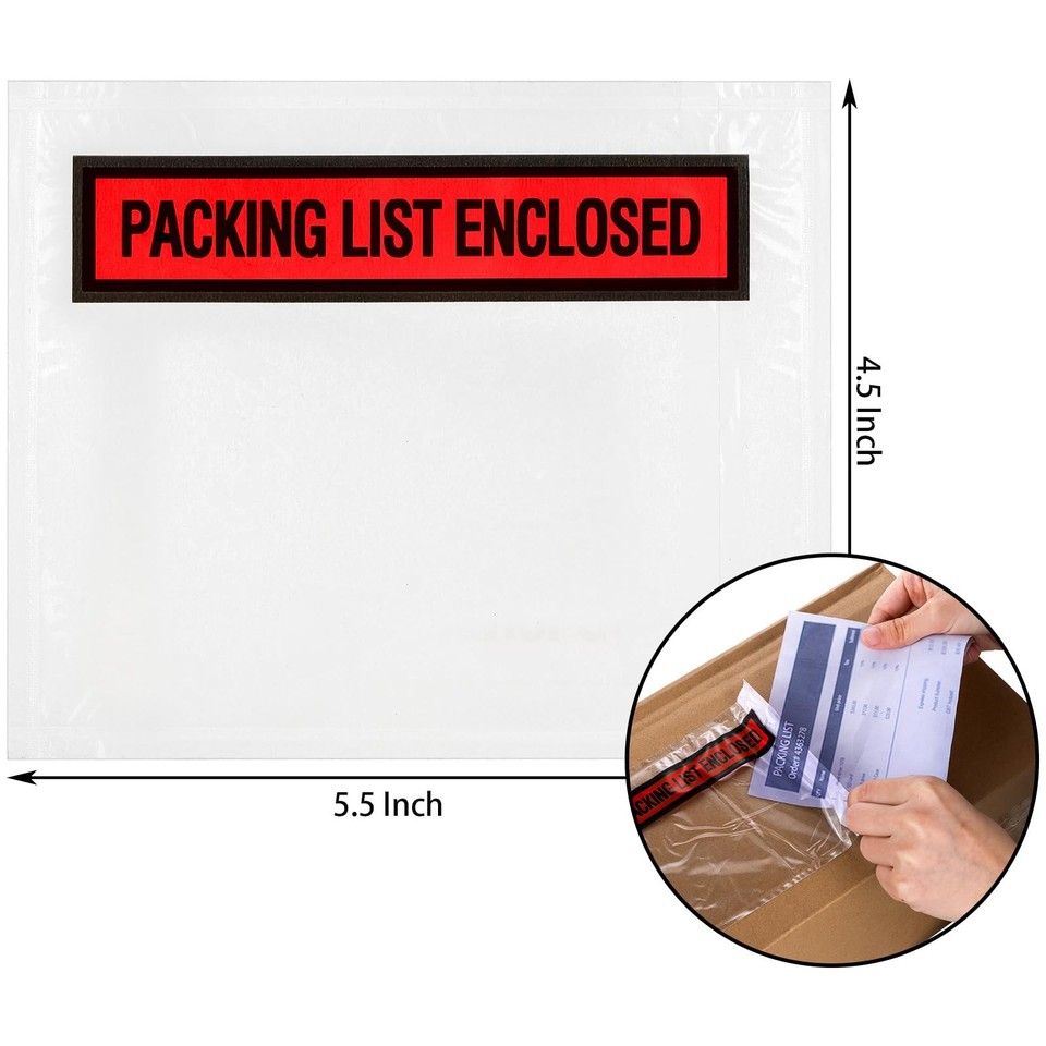 1000 Pcs Packing List Envelopes 4.5" x 5.5", Clear Adhesive Invoice ...