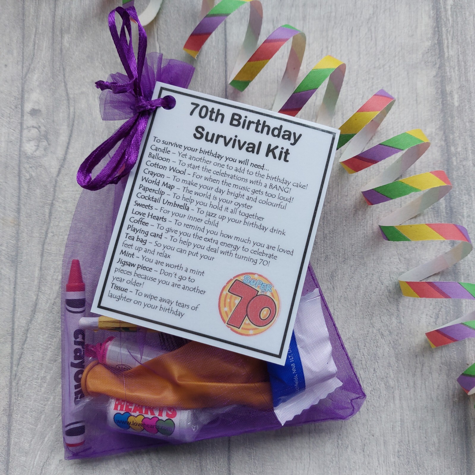 70th Birthday Survival Kit Gift Novelty 70th Gift, Fun 70th gift for ...