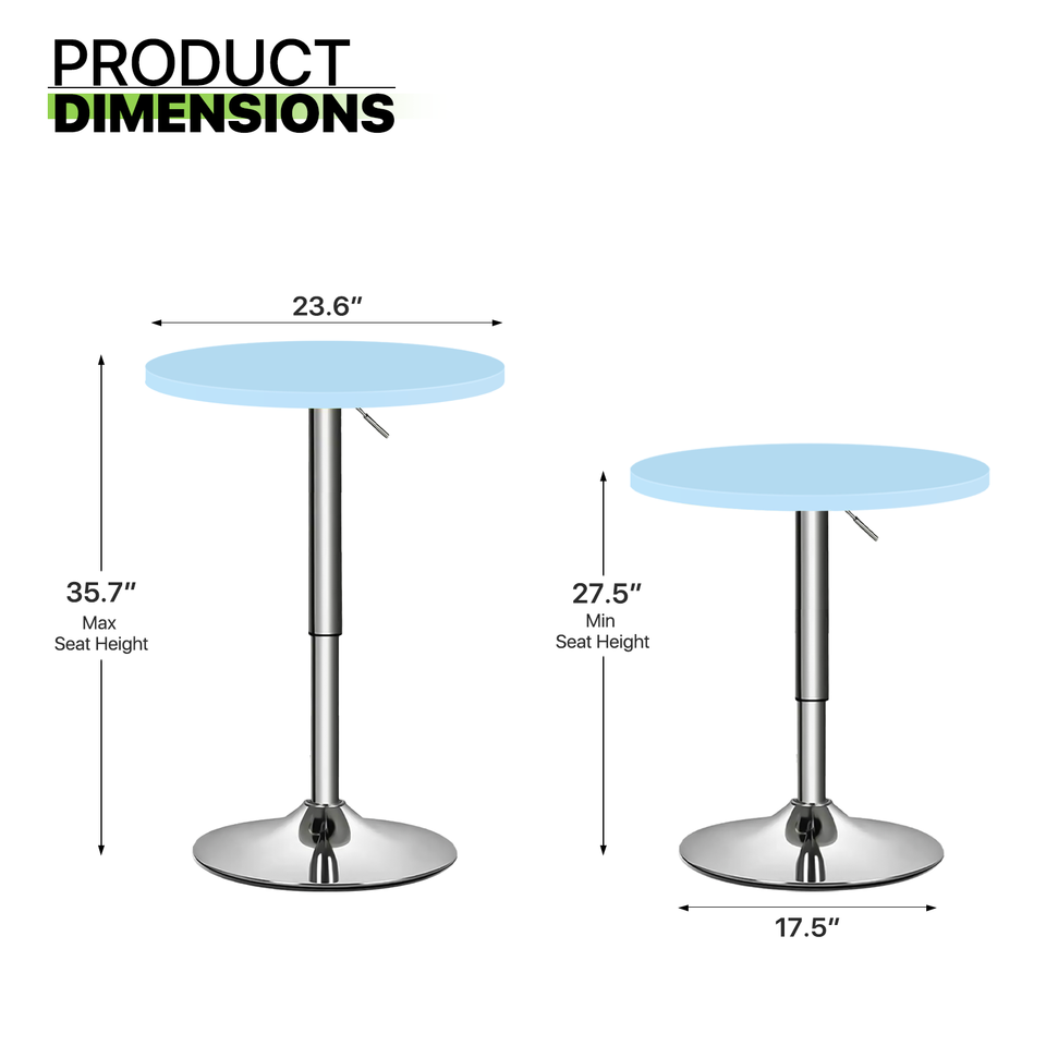 Bistro Pub Bar [360-DEGREE SWIVEL] Round Table Adjustable Height Wooden ...
