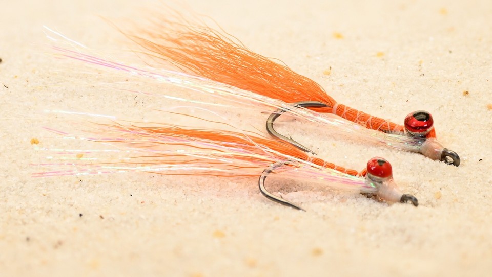 6ct - Orange & Crystal Clouser Minnow Flies - Mustad Saltwater Duratin ...